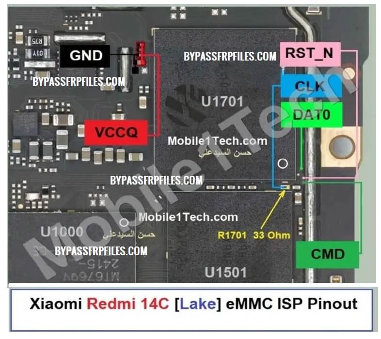 Xiaomi Redmi 14C EMMC ISP PinOUT | Test Point - Frp Bypass Files