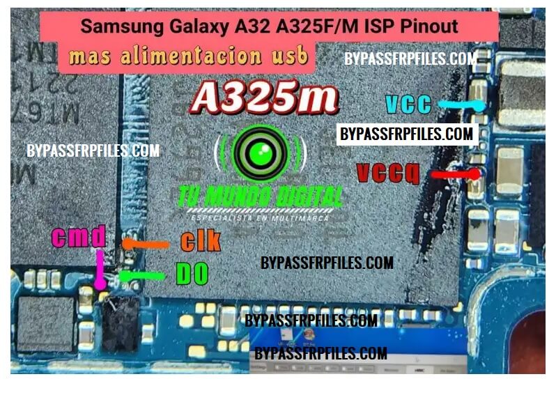 Samsung Galaxy A32 SM-A325F/M EMMC ISP Pinout | Test Point