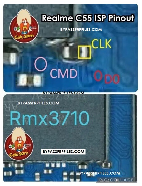 Realme C55 EMMC ISP PinOUT & Test Point - Frp Bypass Files