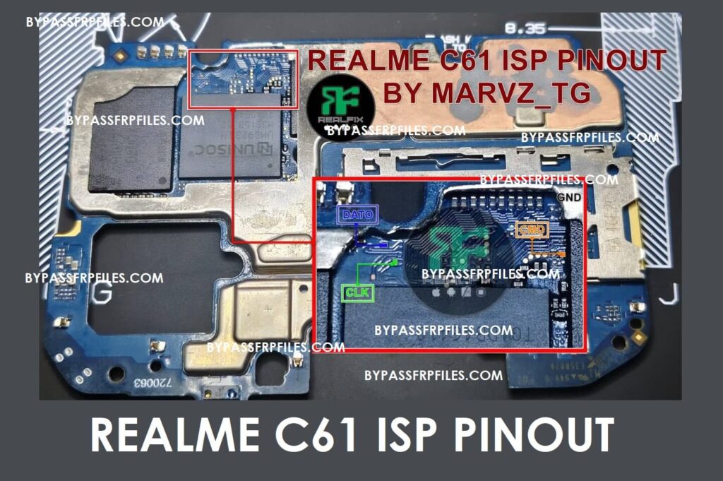 Realme C61 EMMC ISP PinOUT | Test Point