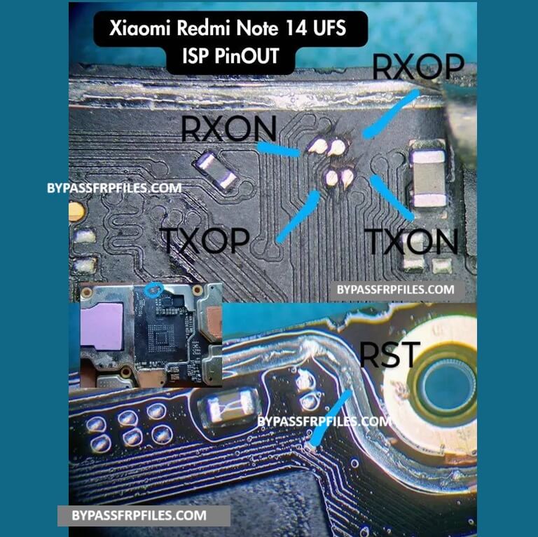 Xiaomi Redmi Note 14 UFS ISP PinOUT | Test Point - Frp Bypass Files