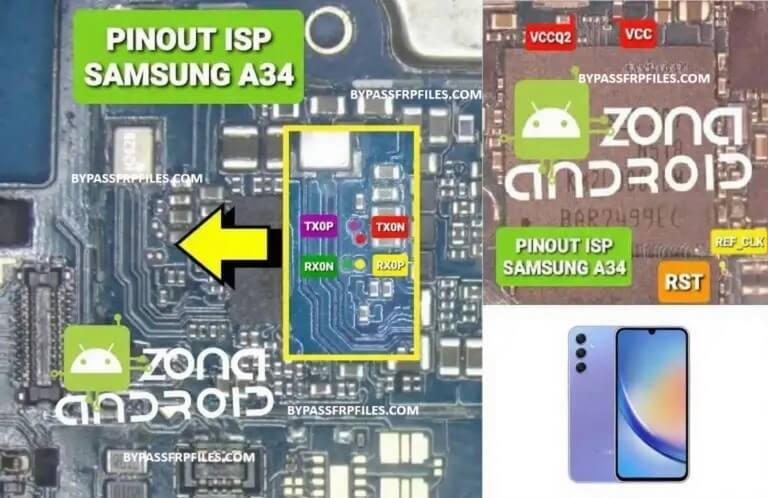Samsung Galaxy A34 SM-A346E/B UFS ISP PinOUT | Test Point - Frp Bypass ...