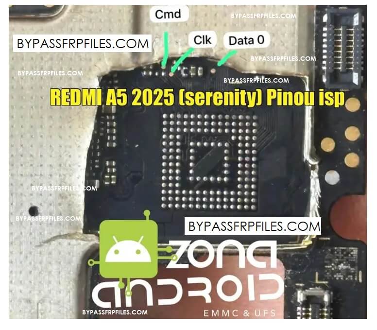 Xiaomi Redmi A5 EMMC ISP PinOUT & Test Point - Frp Bypass Files