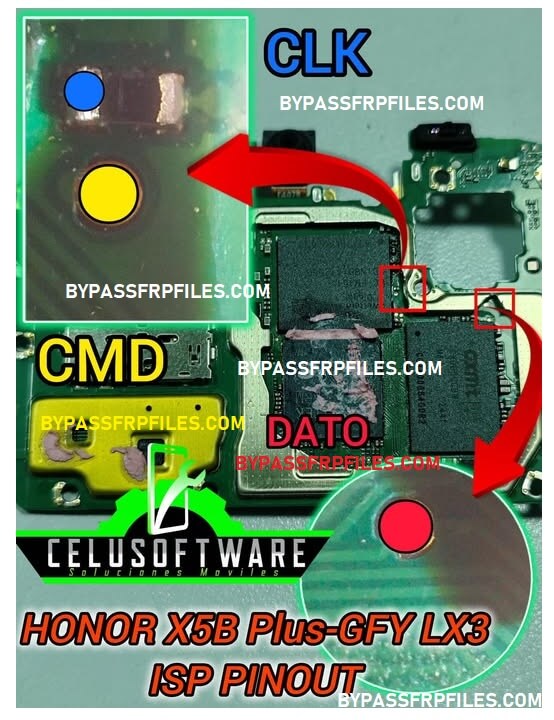 Honor X5b Plus GFY-LX3 ISP PINOUT (EMMC) - Frp Bypass Files